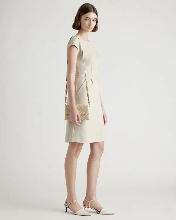 Quince Ultra-stretch Ponte Cap Sleeve Dress - Ecru