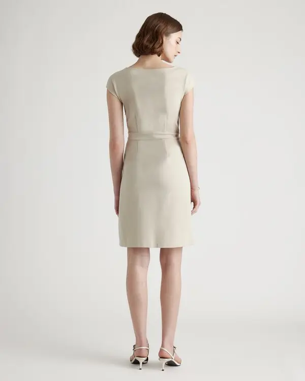 Quince Ultra-stretch Ponte Cap Sleeve Dress - Ecru