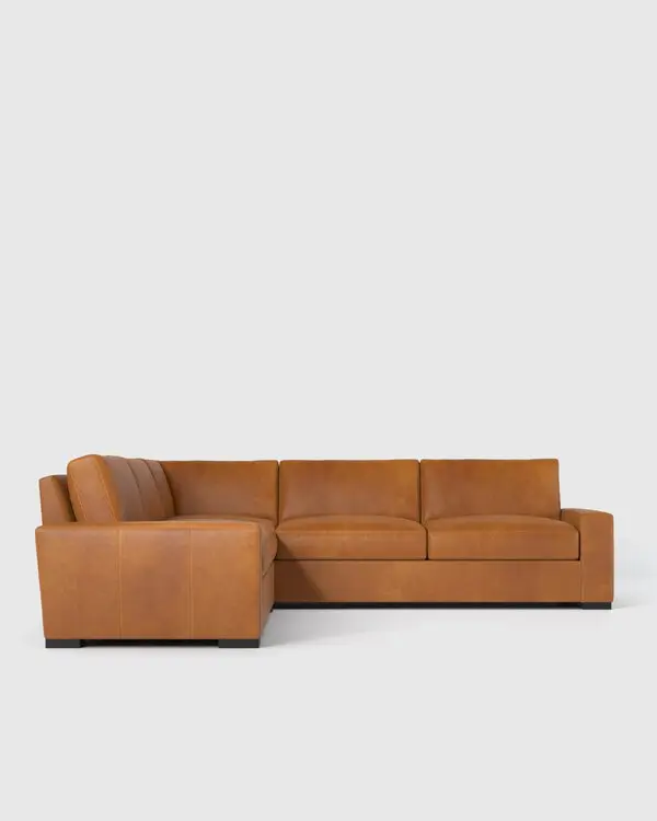 Quince Stillman L Sectional In Leather - Auburn