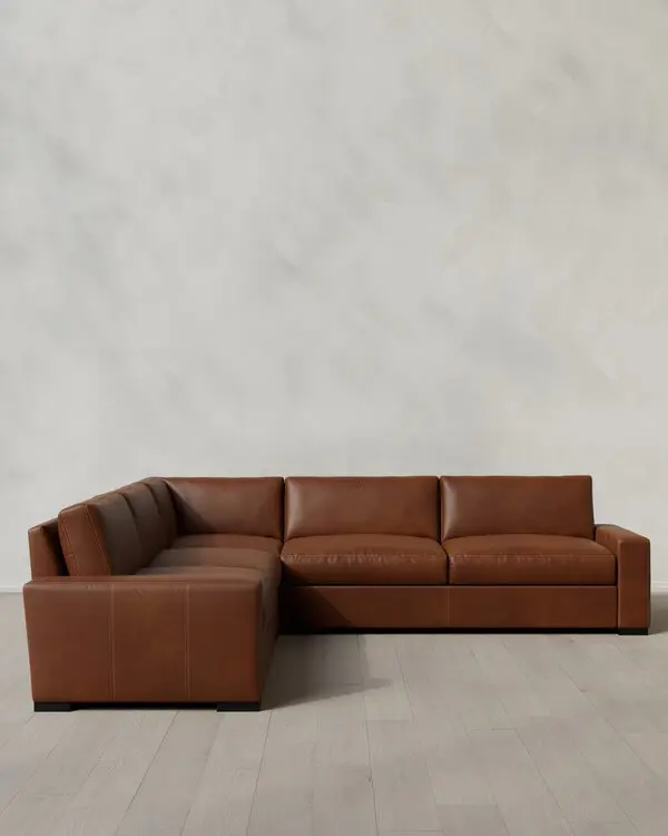 Quince Stillman L Sectional In Leather - Espresso