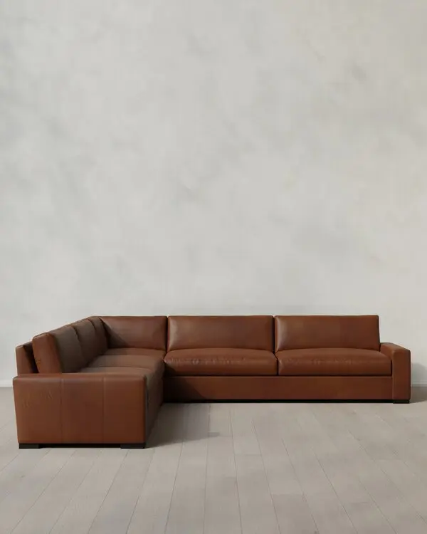 Quince Stillman L Sectional In Leather - Espresso