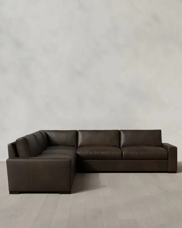 Quince Stillman L Sectional In Leather - Smoke
