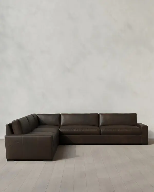 Quince Stillman L Sectional In Leather - Smoke