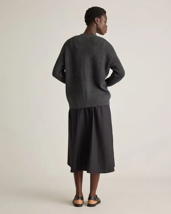 Quince Organic Cotton Oversized Boyfriend Cardigan Sweater - Charcoal