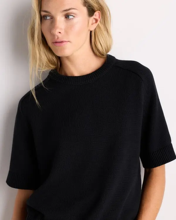 Quince Organic Cotton Sweater Tee - Black