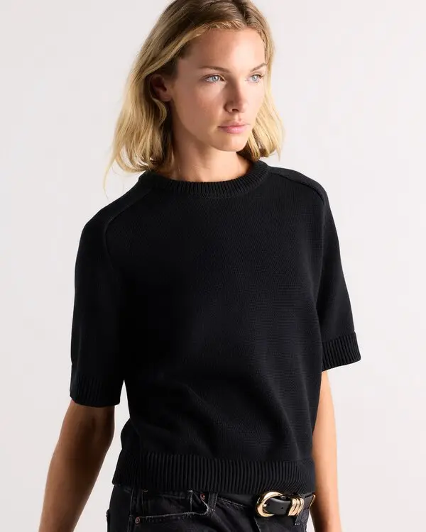 Quince Organic Cotton Sweater Tee - Black