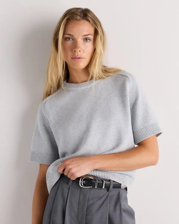 Quince Organic Cotton Sweater Tee - Heather Dove Grey