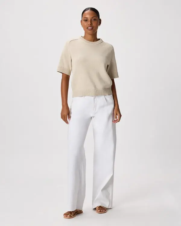 Quince Organic Cotton Sweater Tee - Speckled Beige