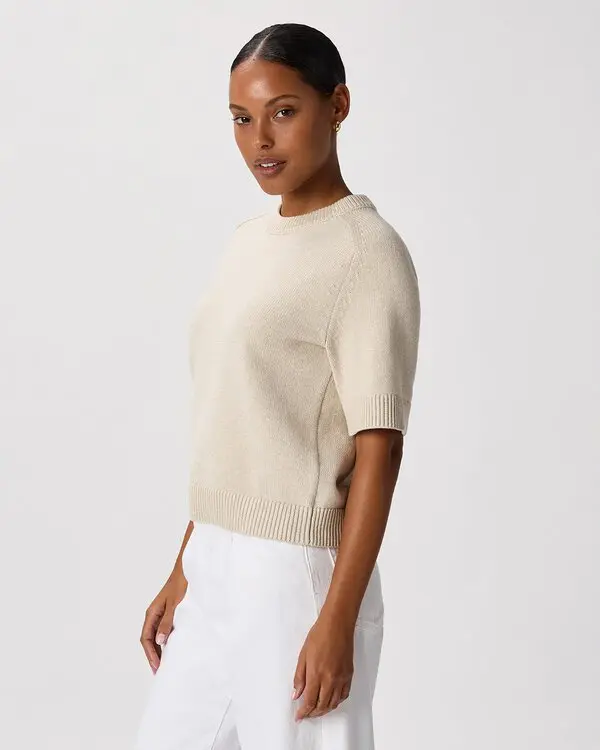 Quince Organic Cotton Sweater Tee - Speckled Beige
