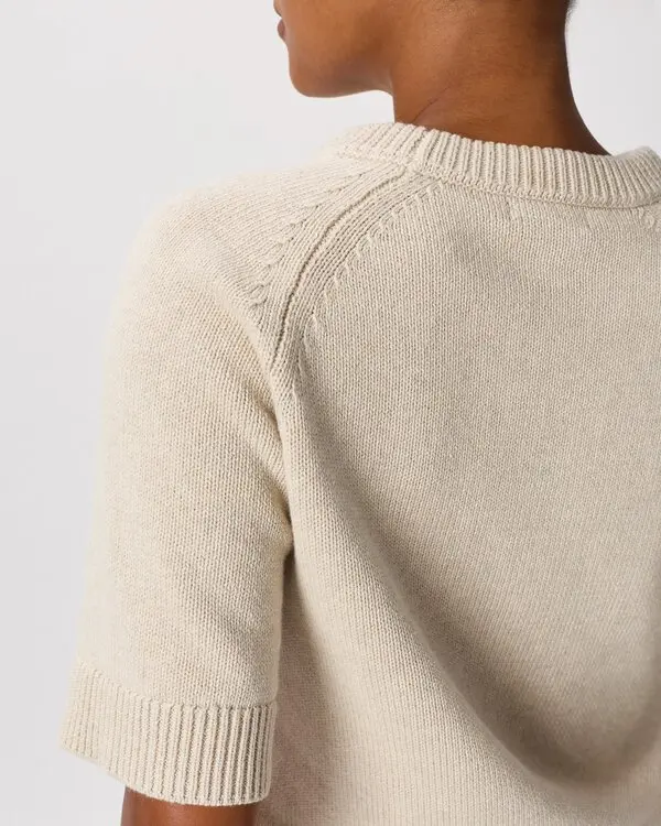 Quince Organic Cotton Sweater Tee - Speckled Beige