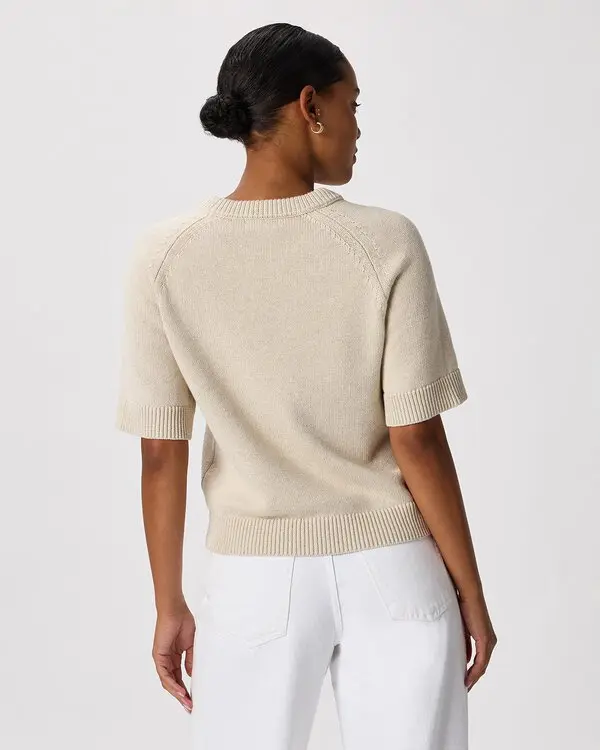 Quince Organic Cotton Sweater Tee - Speckled Beige