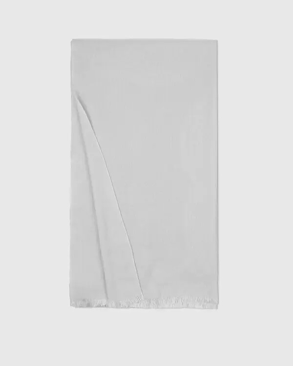 Quince Featherweight Cashmere Silk Frayed Edge Scarf - Light Grey