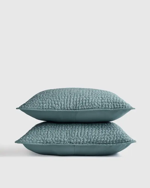 Quince Hand Stitched Quilted Sham Set - Ocean