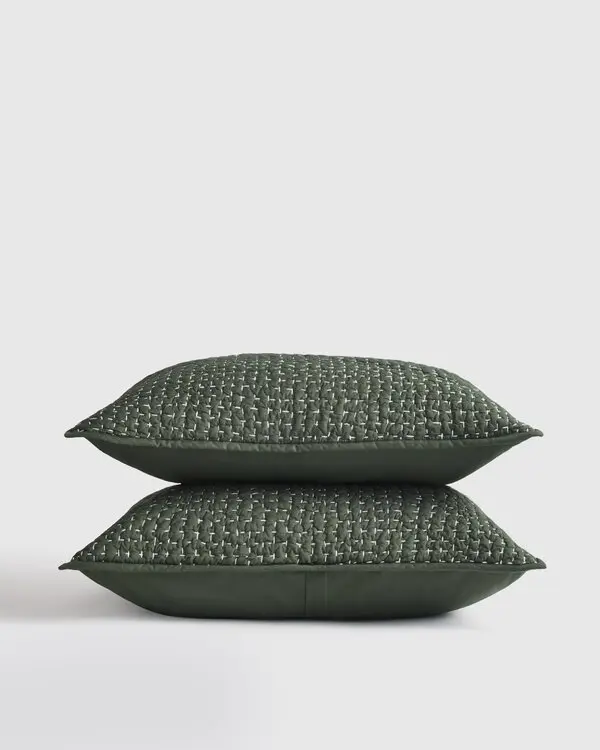 Quince Hand Stitched Quilted Sham Set - Pine