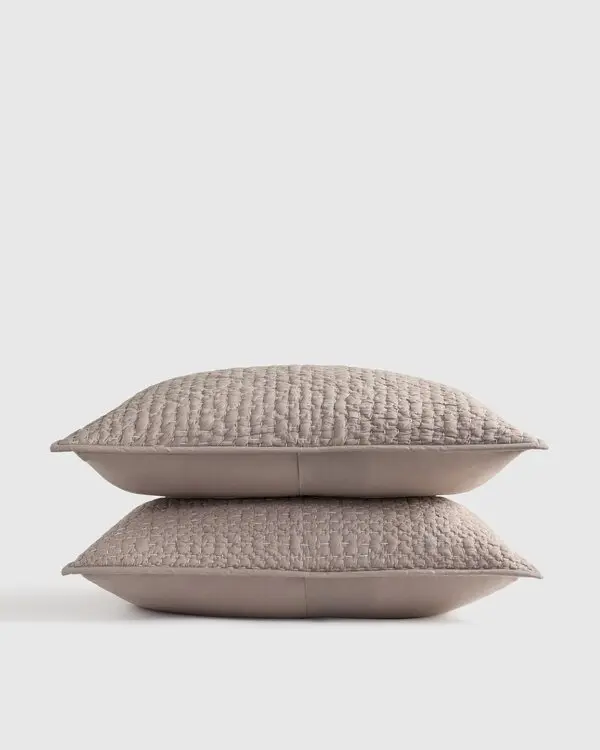 Quince Hand Stitched Quilted Sham Set - Stone