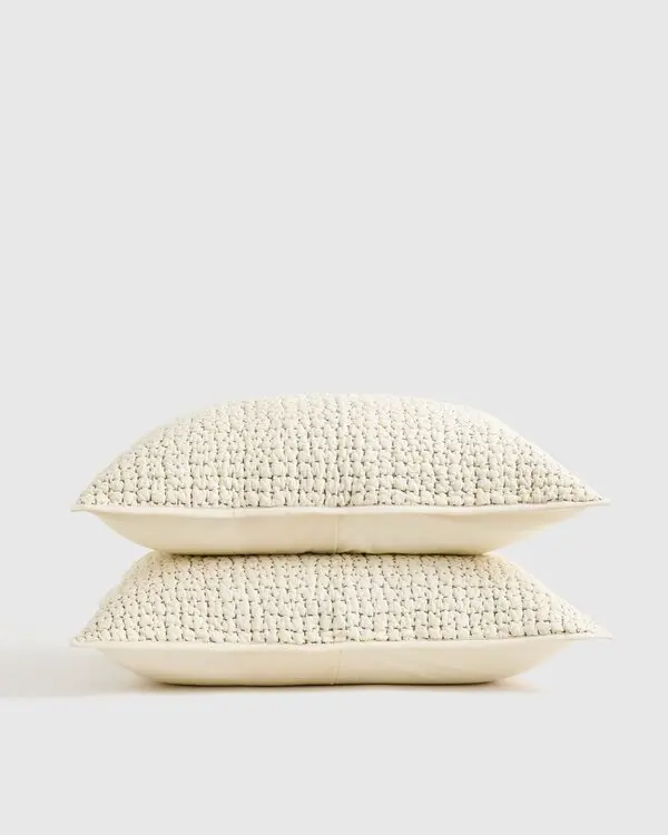 Quince Hand Stitched Quilted Sham Set - Undyed