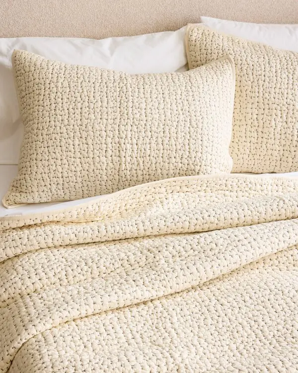 Quince Hand Stitched Quilted Sham Set - Undyed