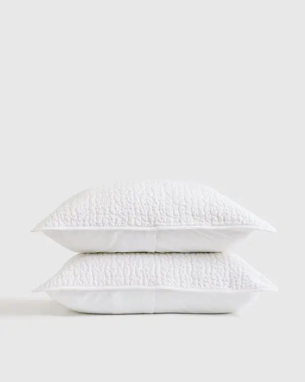 Quince Hand Stitched Quilted Sham Set - White