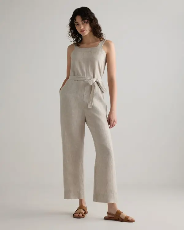 Quince 100% European Linen Square Neck Jumpsuit - Flax