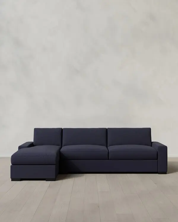 Quince Stillman Chaise Sectional In Performance Basketweave - Navy