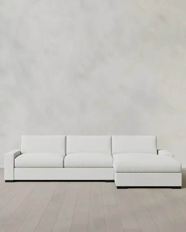Quince Stillman Chaise Sectional In Performance Basketweave - Snow