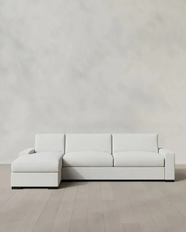 Quince Stillman Chaise Sectional In Performance Basketweave - Snow