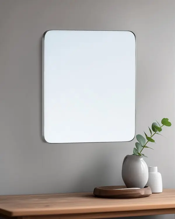 Quince Square Metal Framed Wall Mirror - Silver Metal Frame
