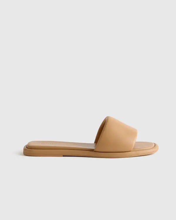 Quince Italian Leather Slide Sandals - Cashew