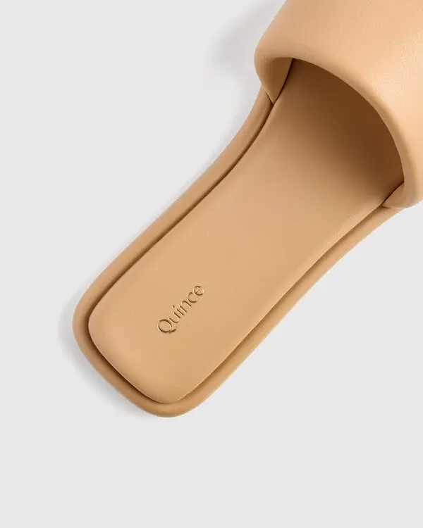 Quince Italian Leather Slide Sandals - Cashew