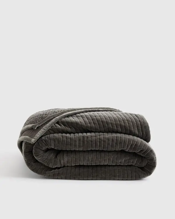 Quince Cotton Velvet Channel Quilt - Greystone