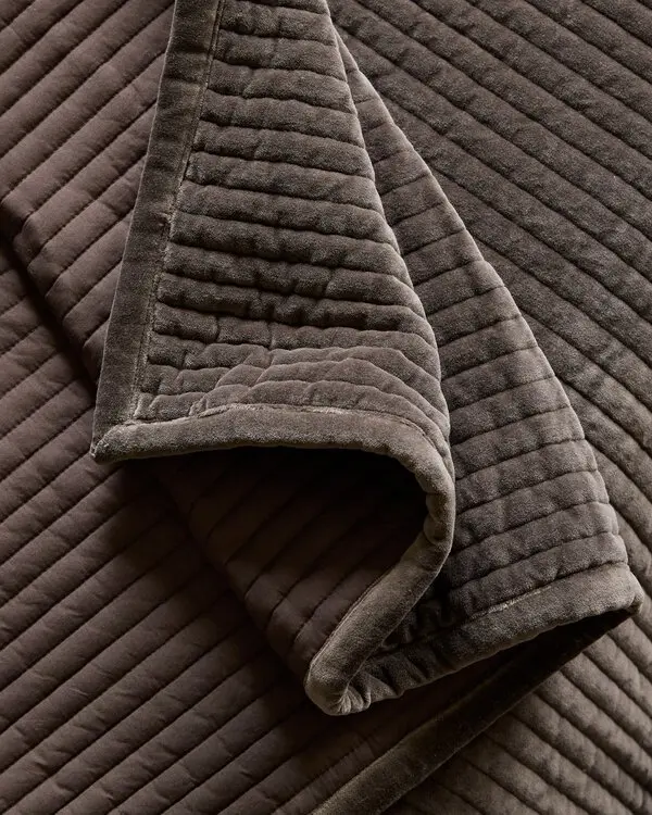Quince Cotton Velvet Channel Quilt - Greystone