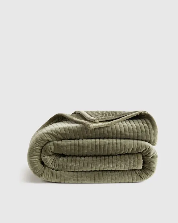 Quince Cotton Velvet Channel Quilt - Moss