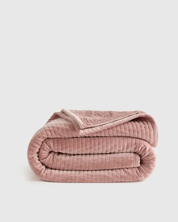 Quince Cotton Velvet Channel Quilt - Rose