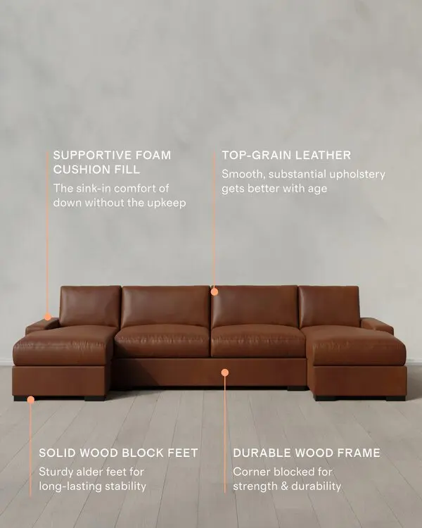 Quince Stillman U Sectional In Leather - Espresso