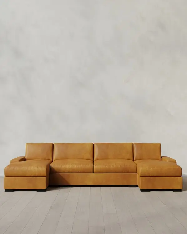 Quince Stillman U Sectional In Leather - Scotch