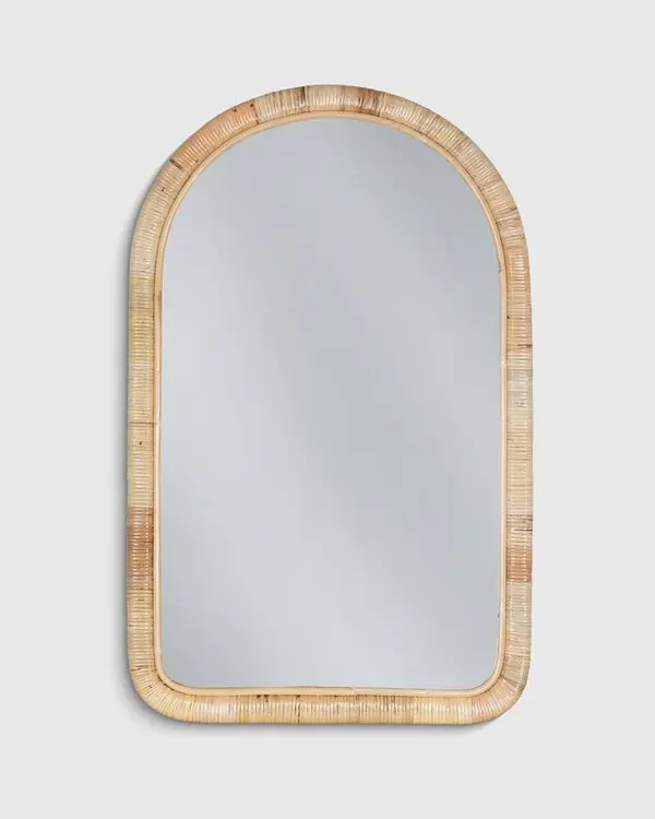 Quince Rattan Arched Wall Mirror - Natural