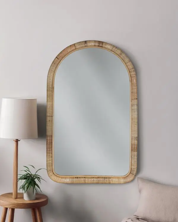 Quince Rattan Arched Wall Mirror