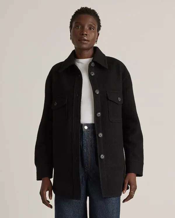 Quince Merino Wool Shirt Jacket - Black
