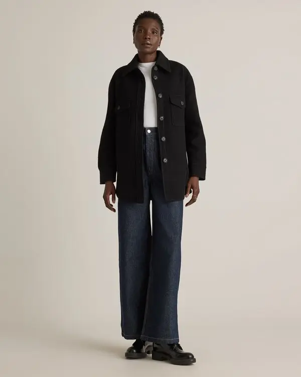 Quince Merino Wool Shirt Jacket - Black