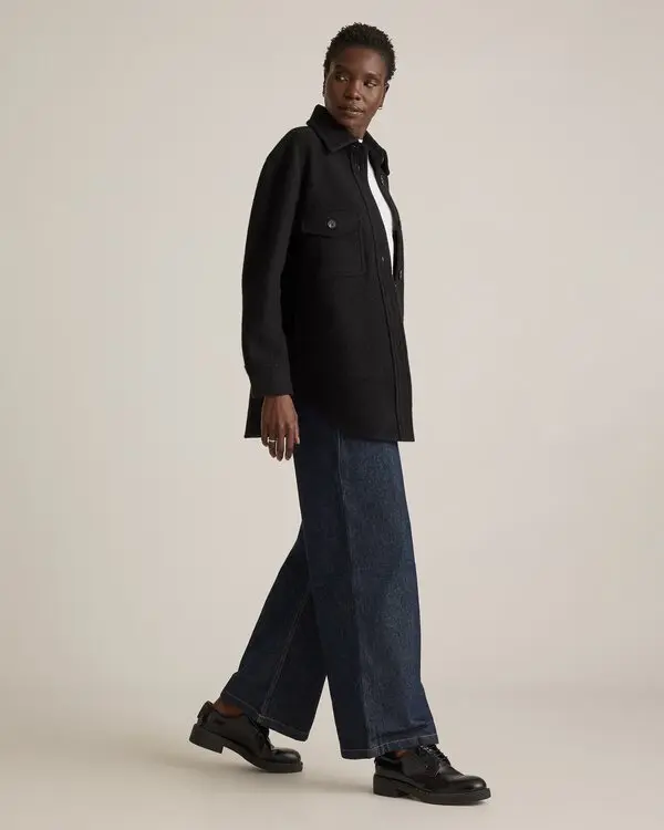 Quince Merino Wool Shirt Jacket - Black