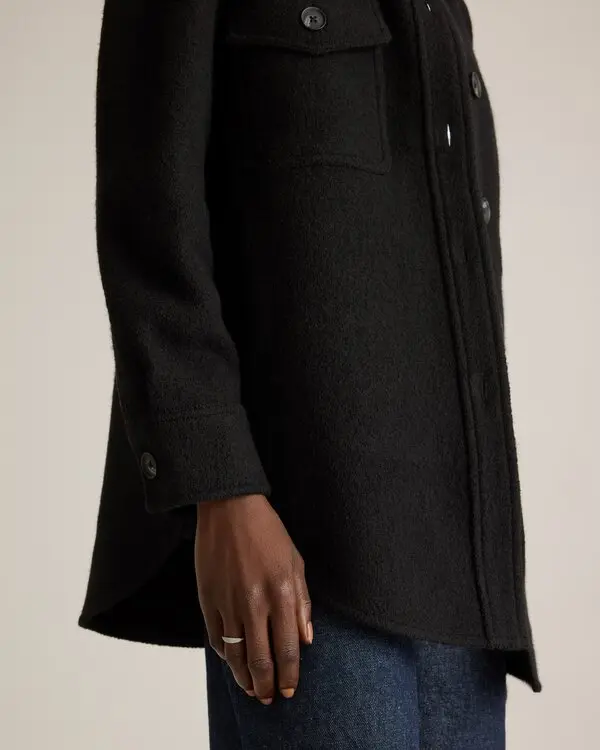Quince Merino Wool Shirt Jacket - Black