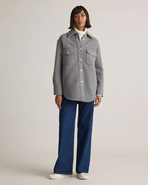 Quince Merino Wool Shirt Jacket - Heather Grey