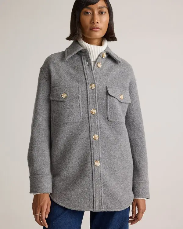 Quince Merino Wool Shirt Jacket - Heather Grey