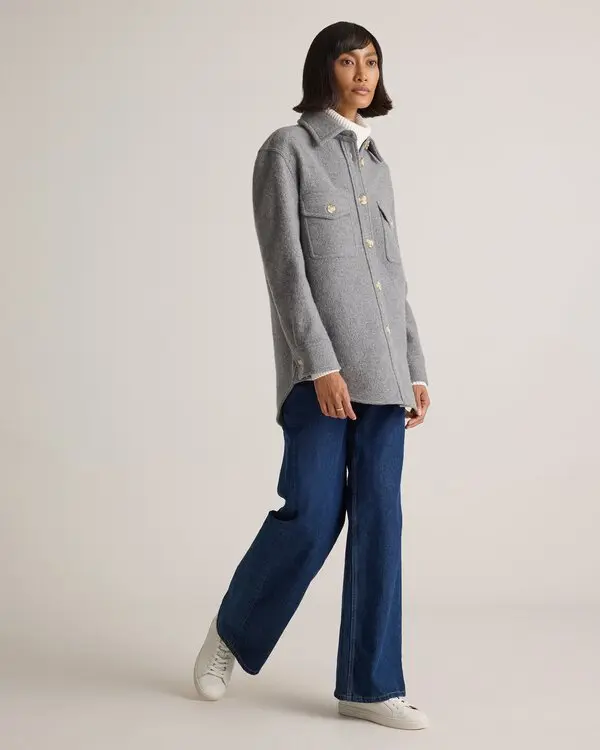 Quince Merino Wool Shirt Jacket - Heather Grey