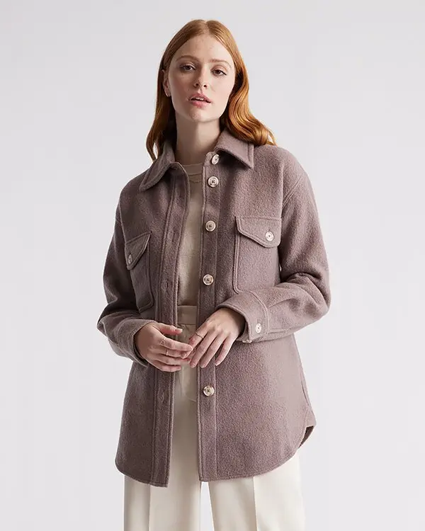 Quince Merino Wool Shirt Jacket - Taupe