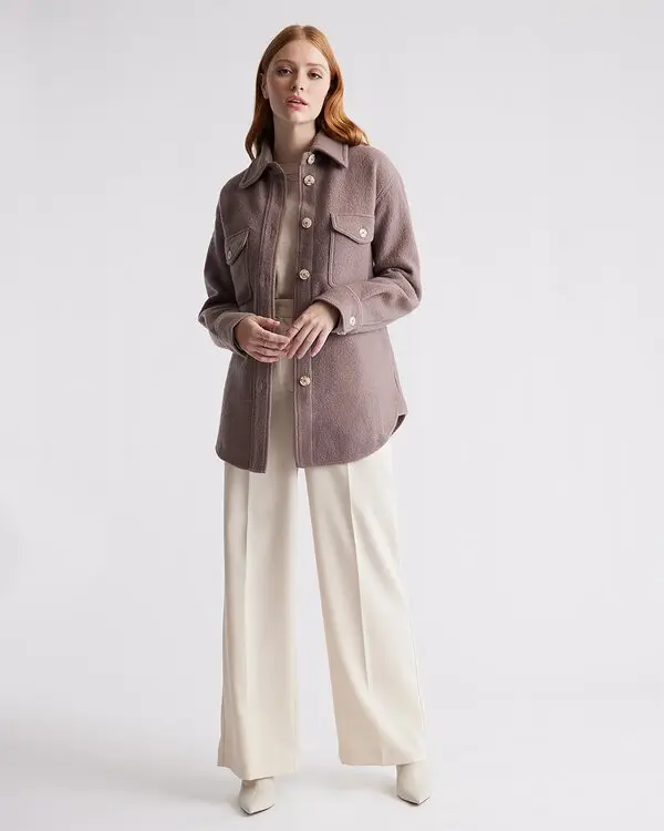 Quince Merino Wool Shirt Jacket - Taupe