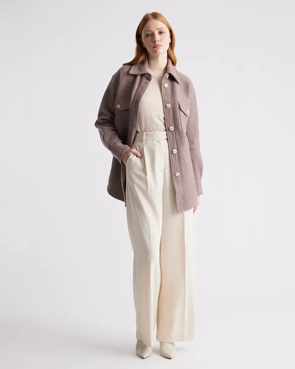 Quince Merino Wool Shirt Jacket - Taupe