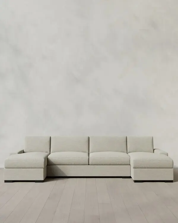 Quince Stillman U Sectional In Performance Basketweave - Flax