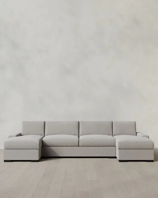 Quince Stillman U Sectional In Performance Basketweave - Fog