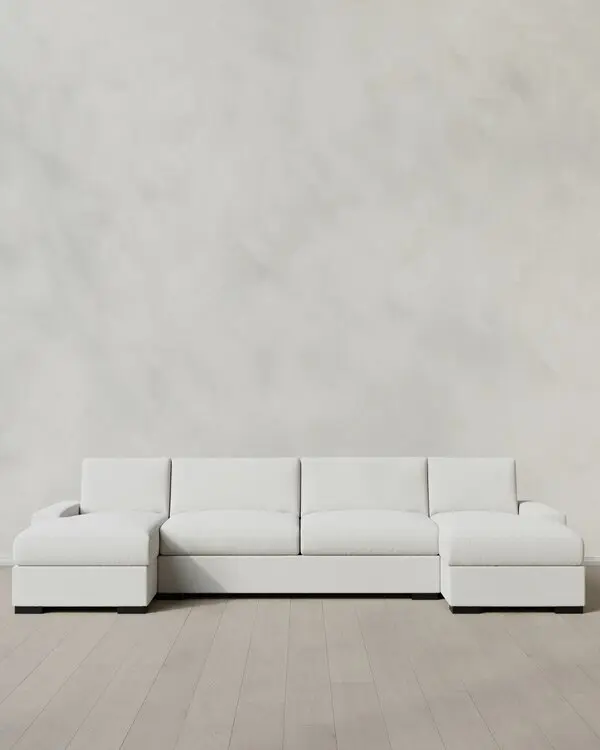 Quince Stillman U Sectional In Performance Basketweave - Snow
